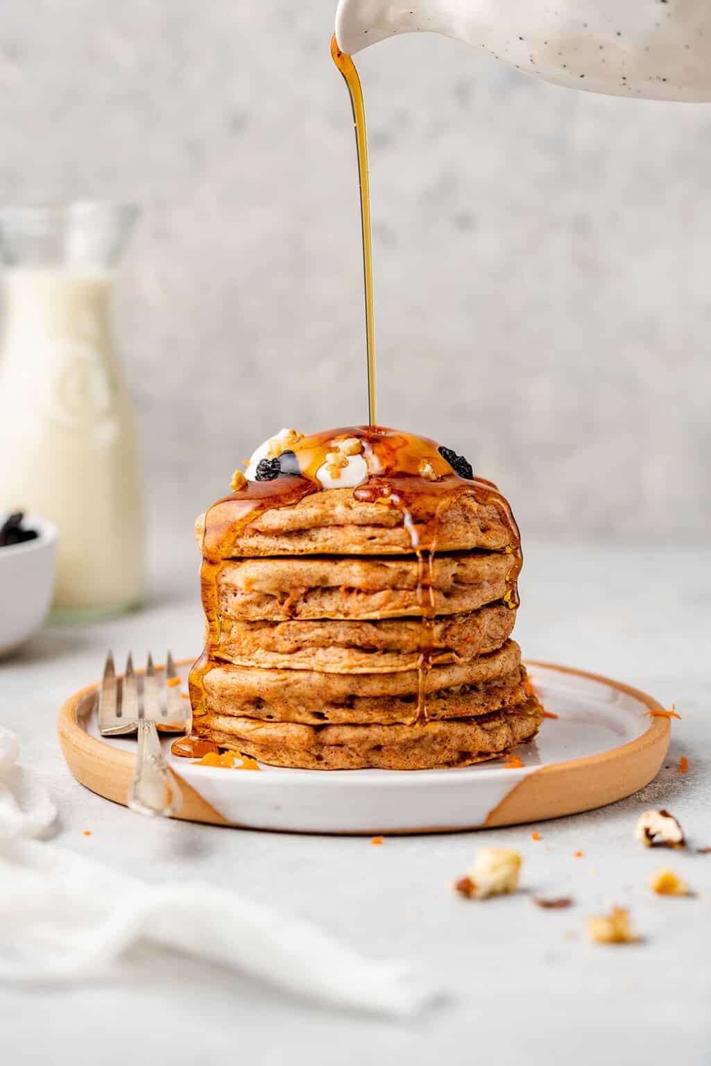 Fluffy Vegan Carrot Cake Pancakes - Sweet Simple Vegan