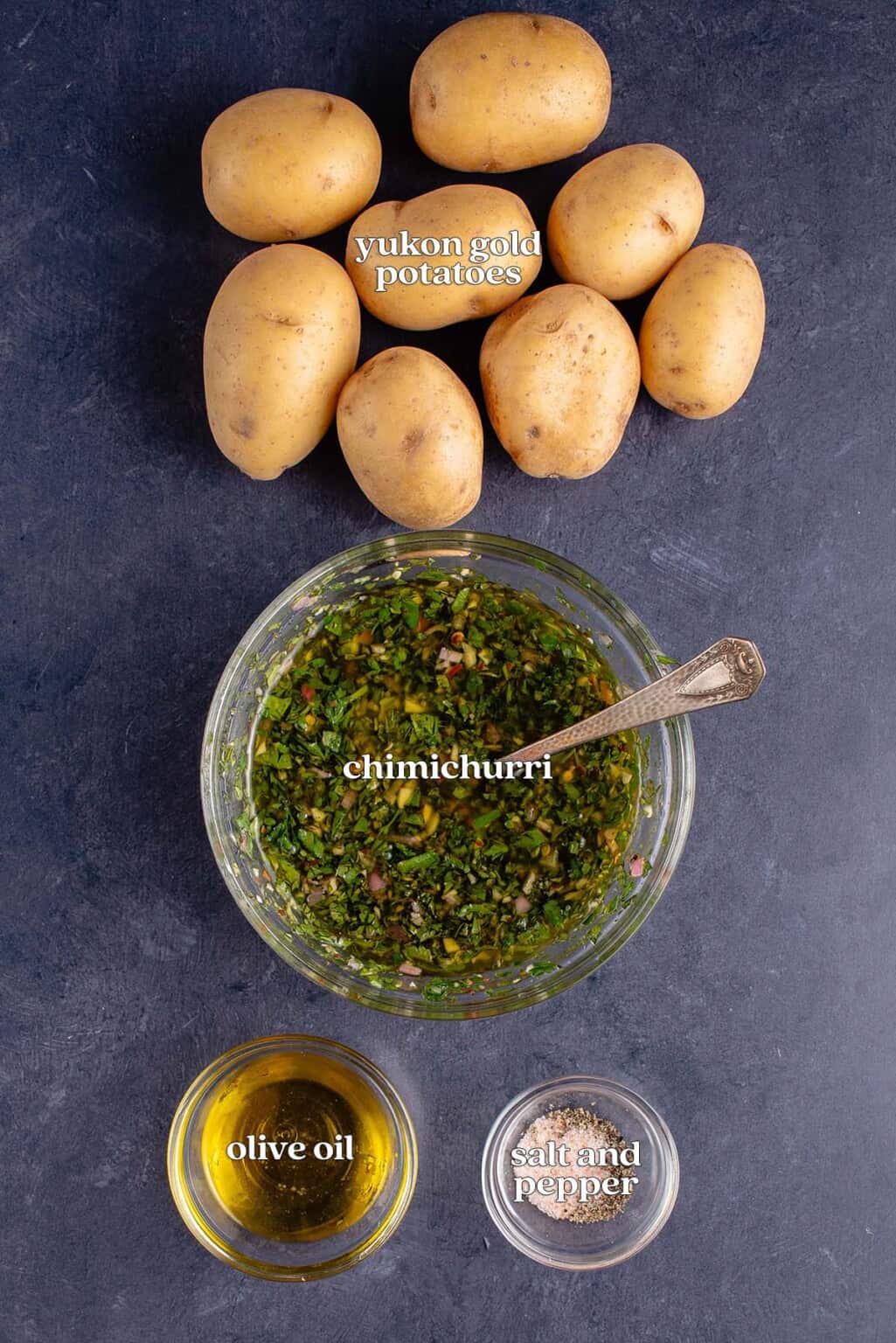 Roasted Smashed Yukon Gold Potatoes with Chimichurri - Sweet Simple Vegan