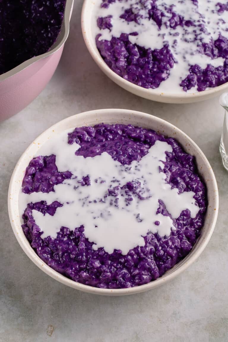 Ube Champorado (Sweet Rice Porridge with Mashed Ube) - Sweet Simple Vegan