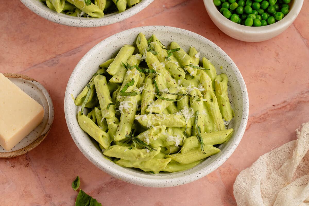 Creamy Pea Pesto Pasta - Sweet Simple Vegan