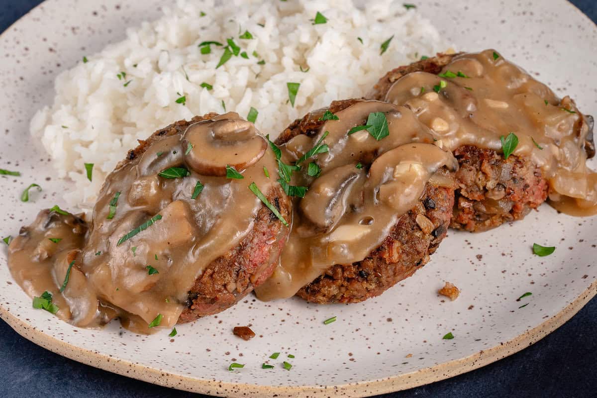 Vegan Filipino Burger Steak with Mushroom Gravy - Sweet Simple Vegan